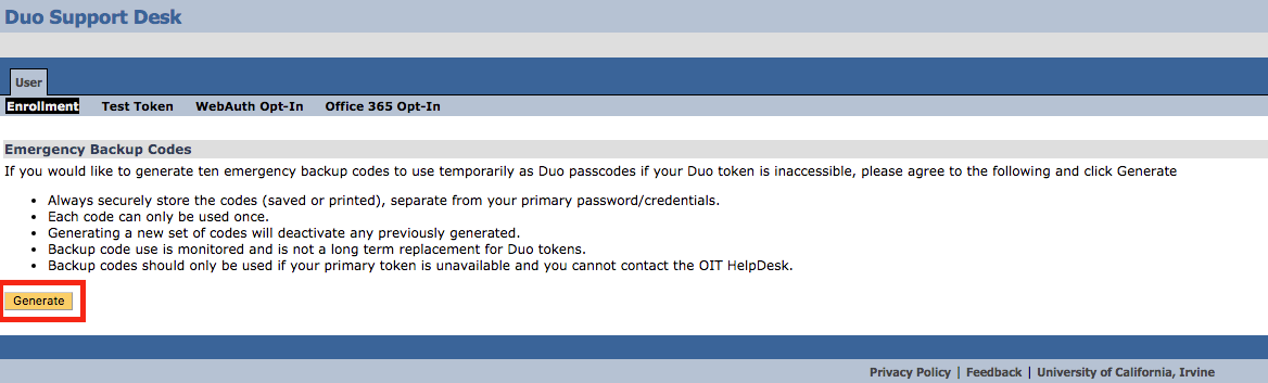 How to Generate Backup Codes – Physical Sciences Computing Support Group